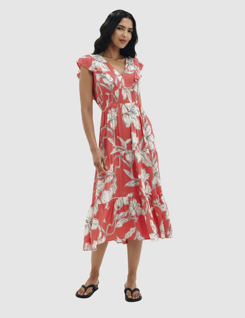 FINERY LONDON Finery London Mattie V-Neck Tiered Midi Dress